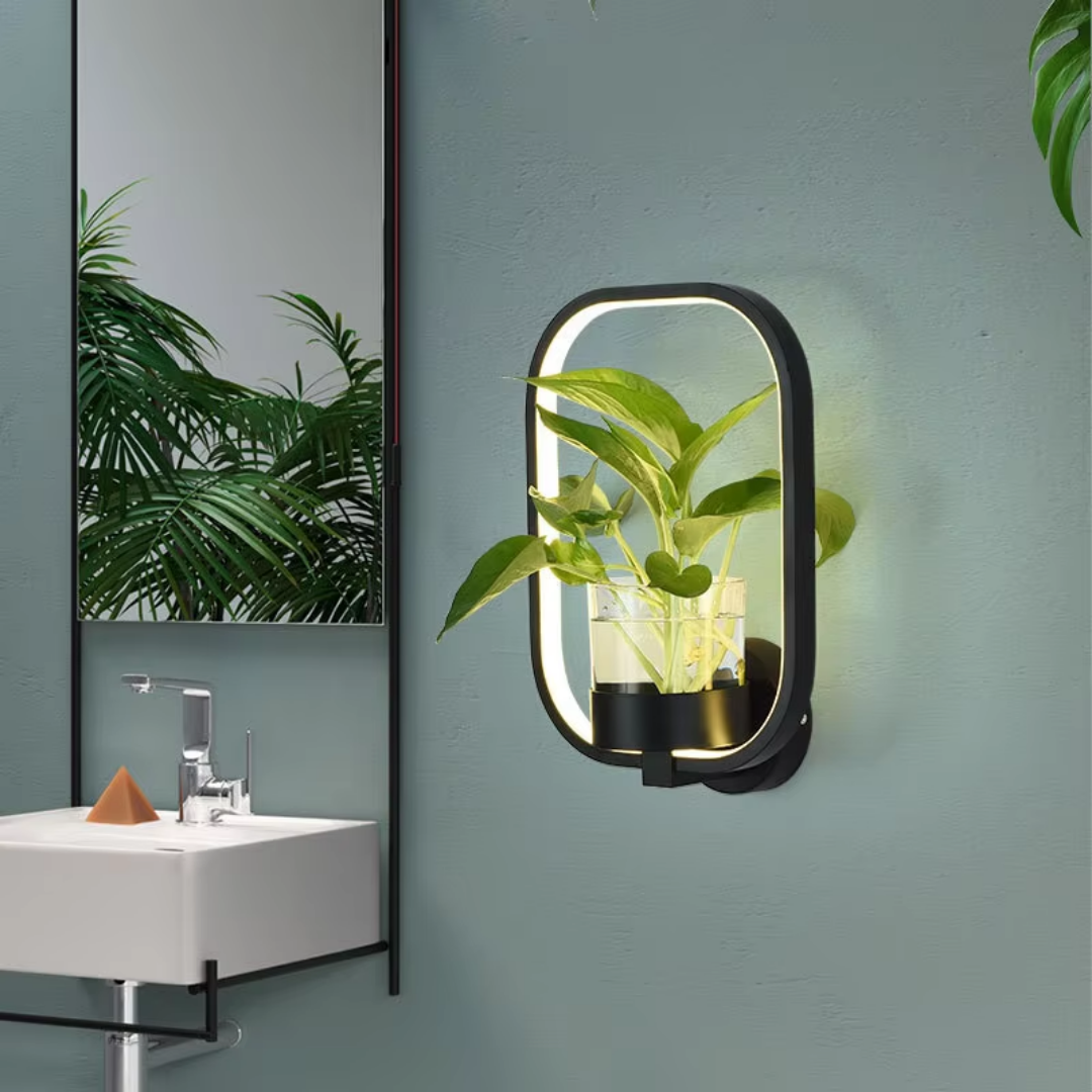 Framea Modern LED Wall Light with Glass Planter | Corazon Living